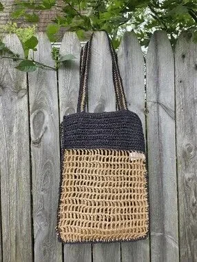 Anthropologie | Bags | New Anthropologie Twotone Paper Raffia Crochet ...